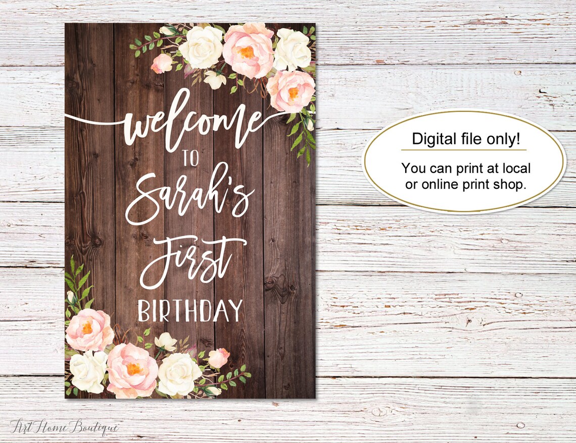 1st Birthday Welcome Sign Welcome to First Birthday Sign Any - Etsy