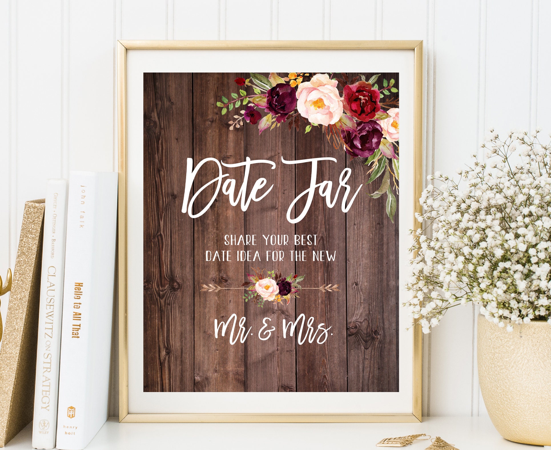 Rustic Date Jar Sign Date Night Bridal Shower Sign Rustic | Etsy