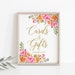 Hot Pink Orange Cards and Gifts Sign, Gift Table Sign, Floral Printable ...