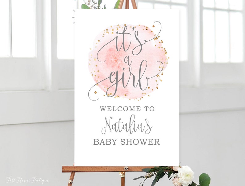 It's a Girl Welcome Sign Baby Shower Welcome Sign Pink | Etsy