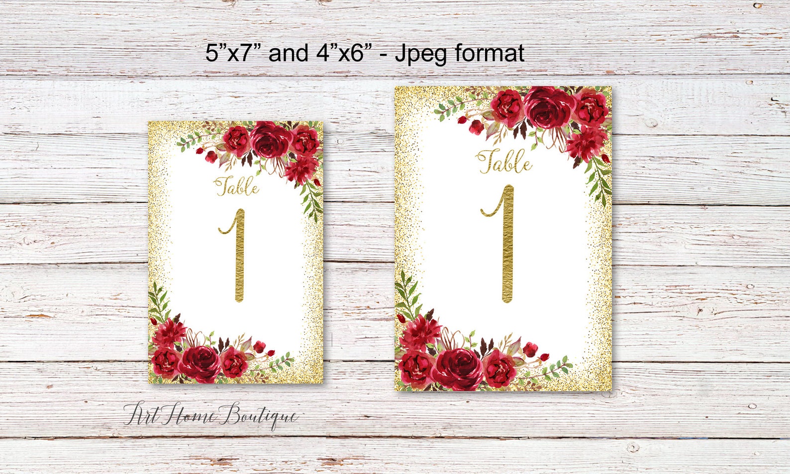 Wedding Table Numbers Red and Gold Floral Table Numbers - Etsy