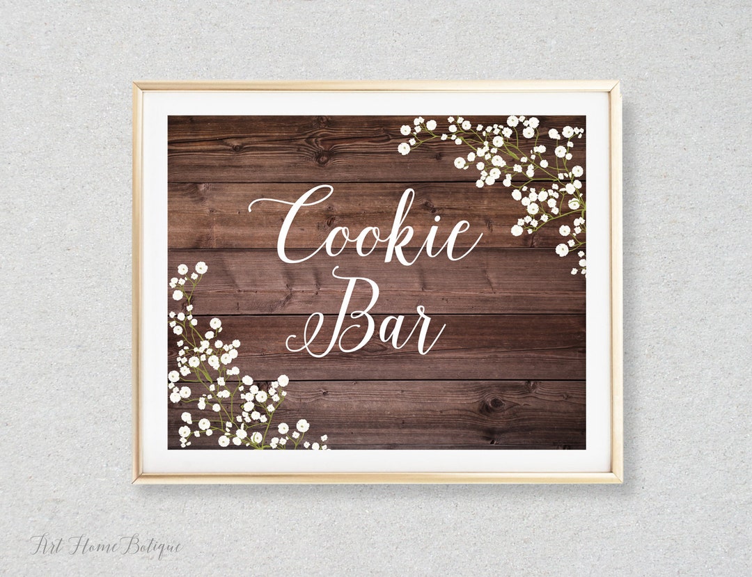 Rustic Cookie Bar Sign, Cookie Sign, Dessert Table Sign, Favor Table ...