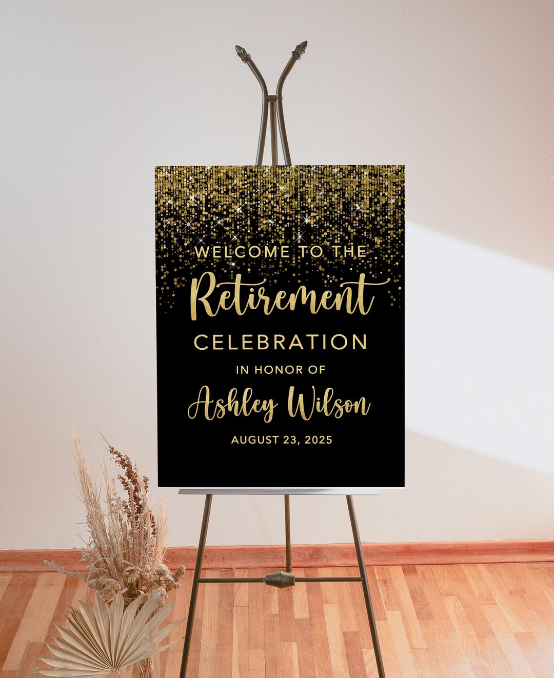 Black Gold Retirement Welcome Sign, Black Retirement Celebration ...