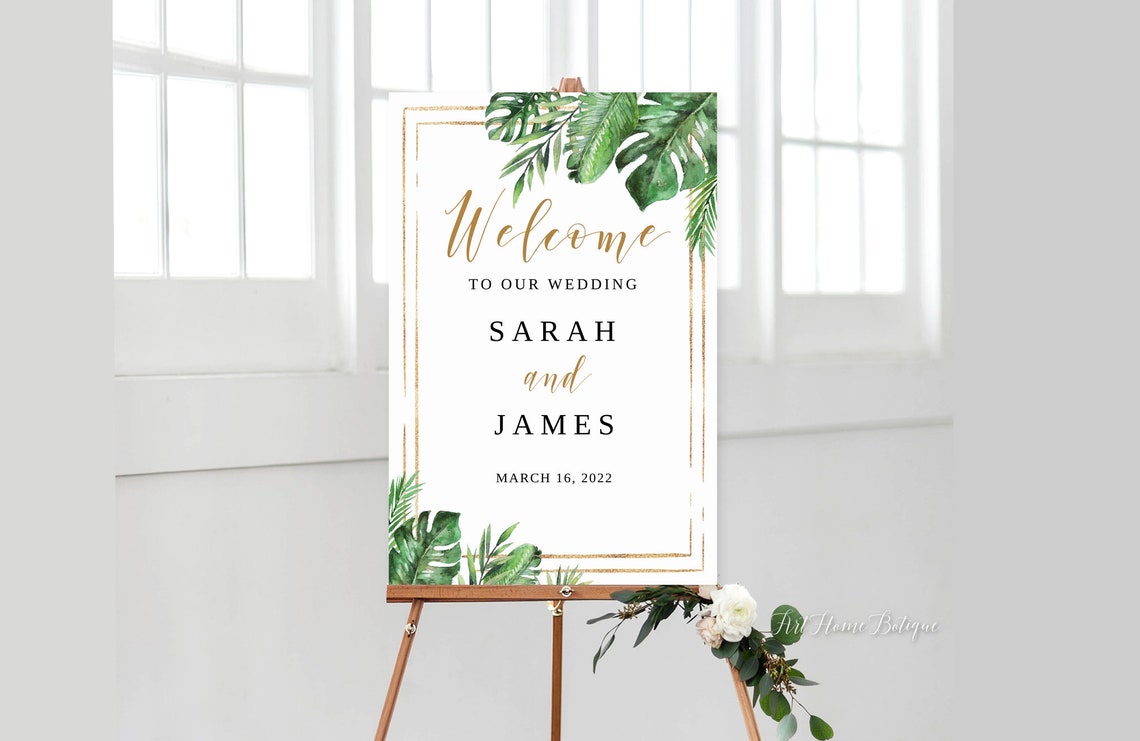 Tropical Wedding Welcome Sign Geometric Wedding Welcome Sign - Etsy
