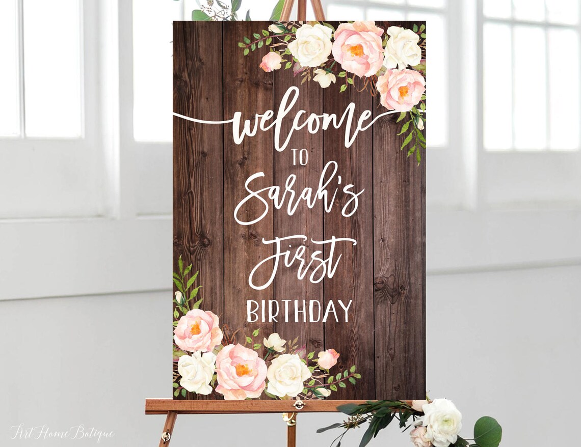 1st Birthday Welcome Sign Welcome to First Birthday Sign Any - Etsy