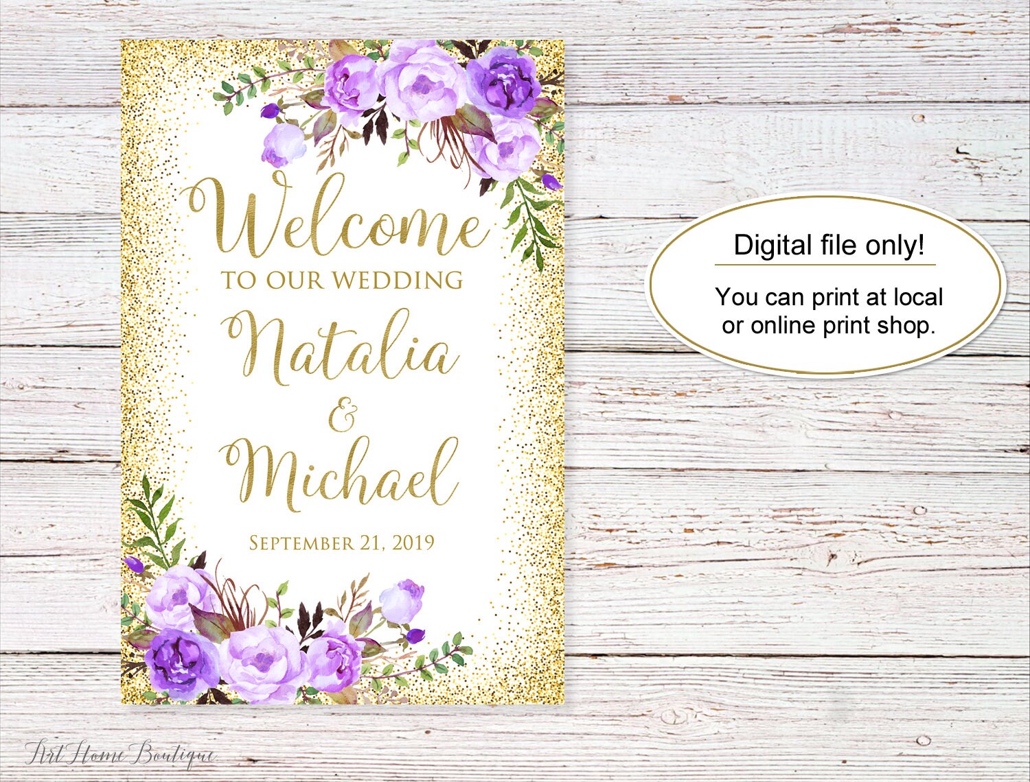 Lavender Wedding Welcome Sign, Welcome to Our Wedding Sign, Lavender ...
