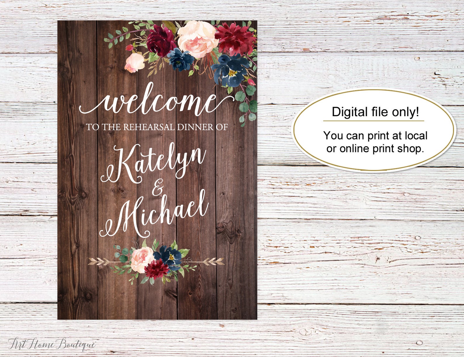 Rehearsal Dinner Welcome Sign Rustic Rehearsal Dinner Welcome - Etsy