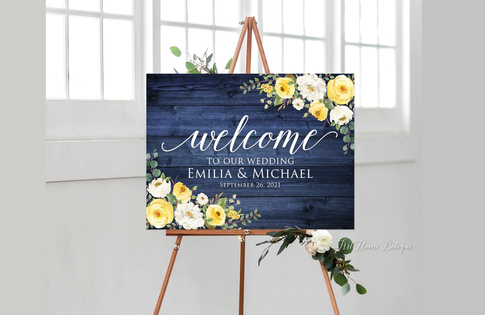 Rustic Navy Wedding Welcome Sign Welcome to Our Wedding Sign - Etsy