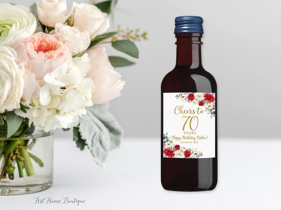 Mini Wine Bottle Labels, Personalized Wine Labels,red and Gold Wine ...