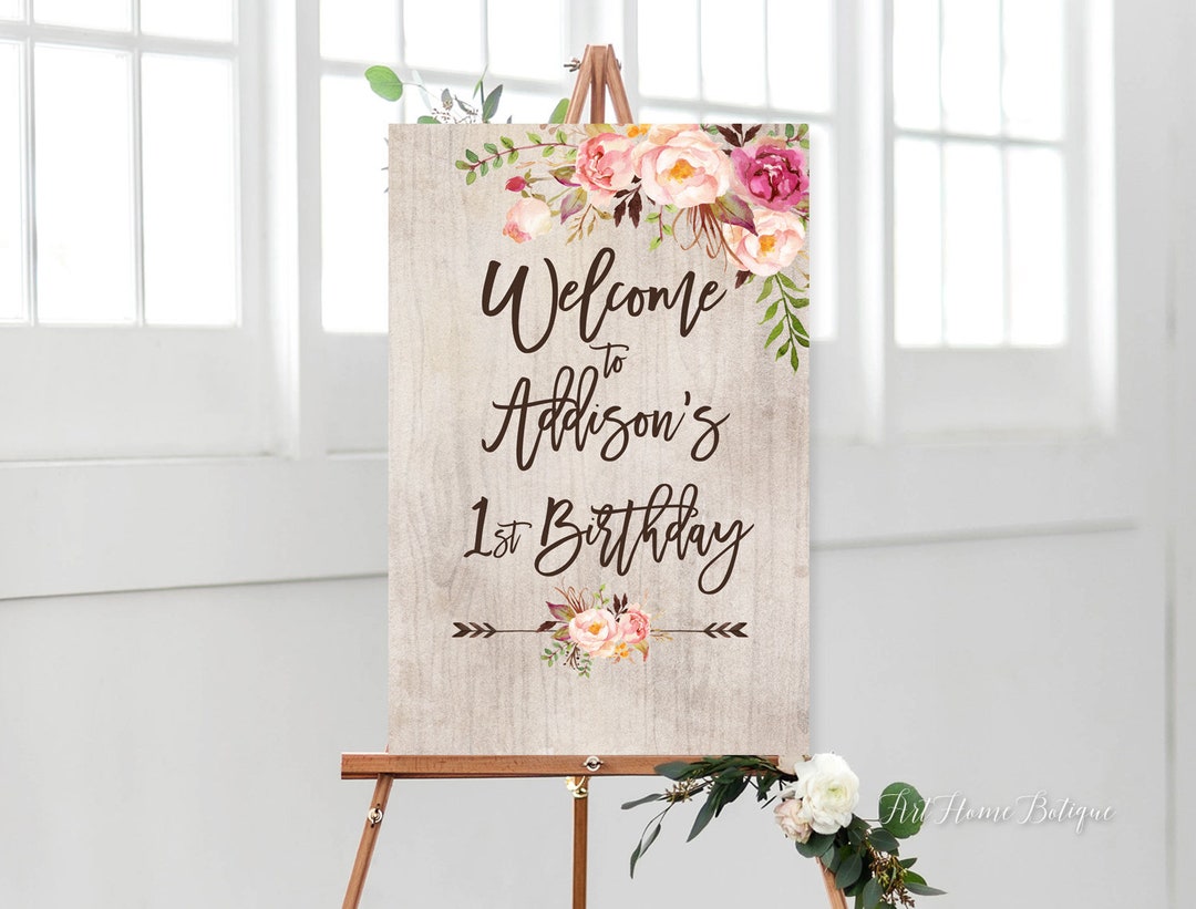 1st Birthday Welcome Sign, Welcome to First Birthday Sign, Any Age ...
