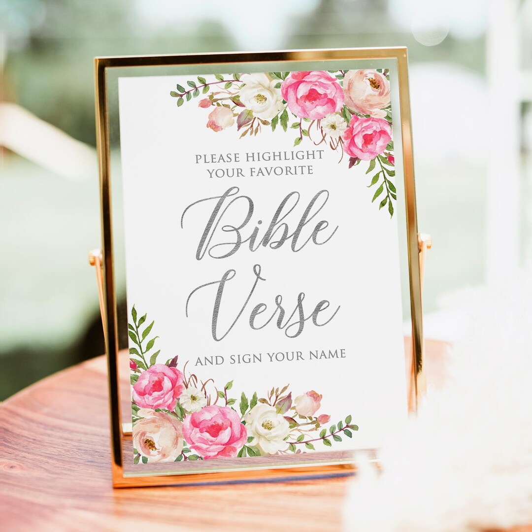 Hot Pink Floral Bible Verse Sign, Highlight Your Favorite Bible Verse ...