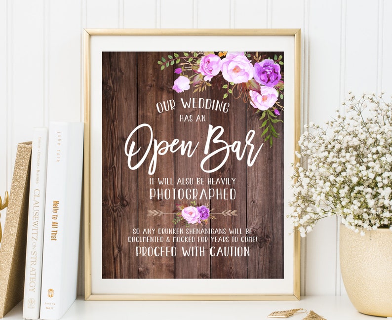 Open Bar Sign Rustic Open Bar Wedding Sign Wedding Bar Sign | Etsy