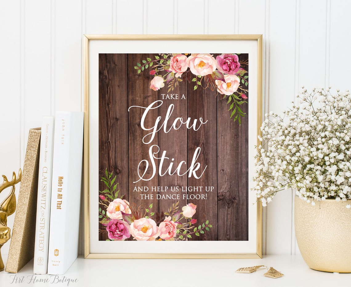 Glow Stick Sign Rustic Wedding Glow Sticks Printable Light - Etsy