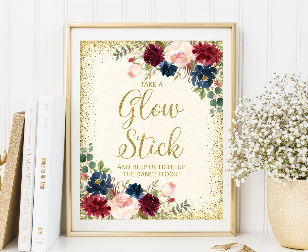 Glow Stick Sign, Wedding Glow Sticks Printable, Light up the Dance ...