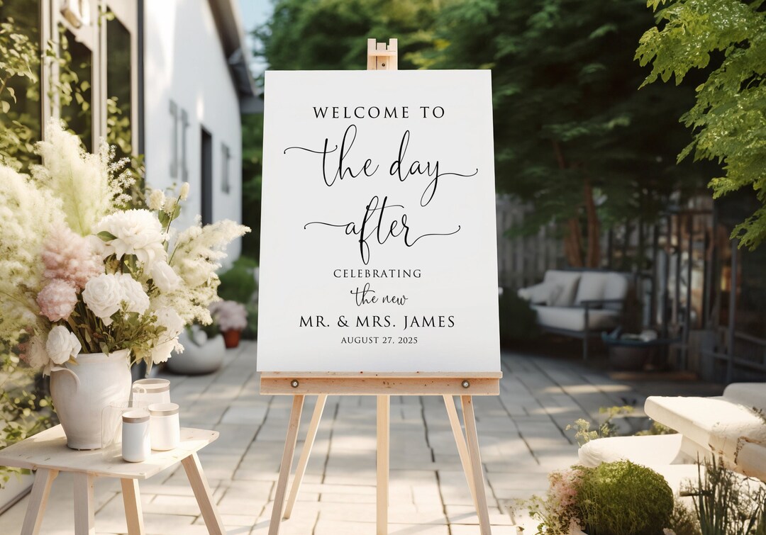 Modern Wedding Brunch Welcome Sign, Welcome to the Day After Sign ...