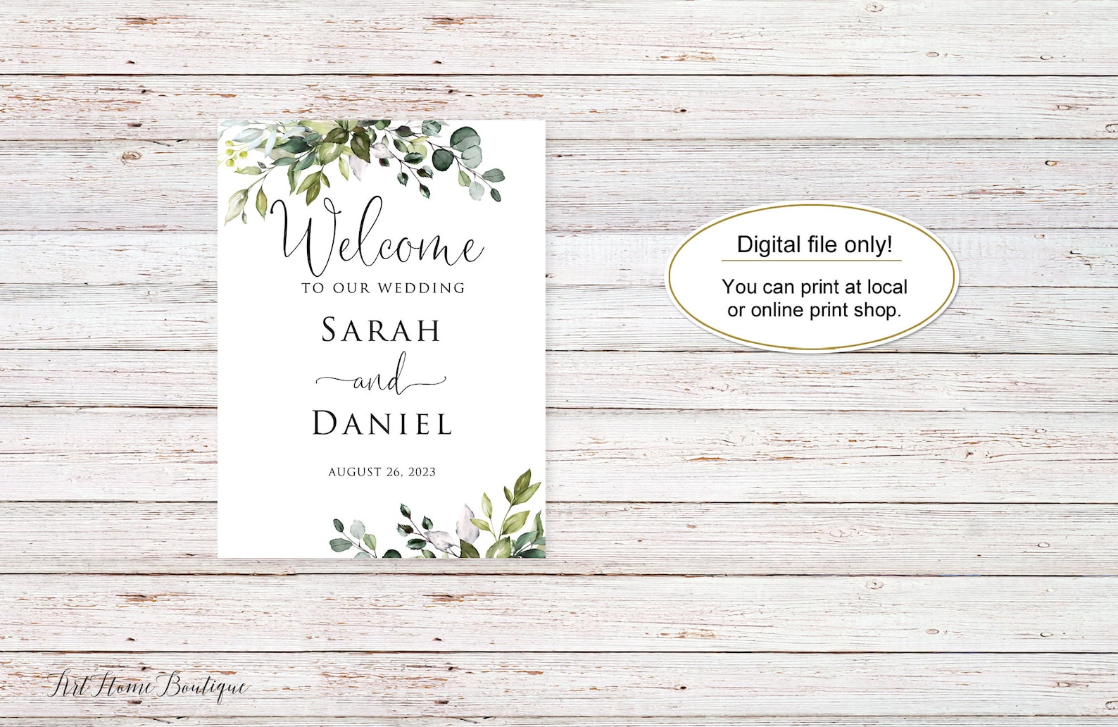 Greenery Wedding Welcome Sign Eucalyptus Welcome Sign | Etsy