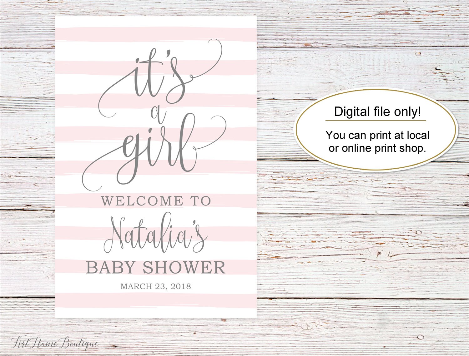 It's a Girl Welcome Sign Striped Baby Shower Welcome - Etsy