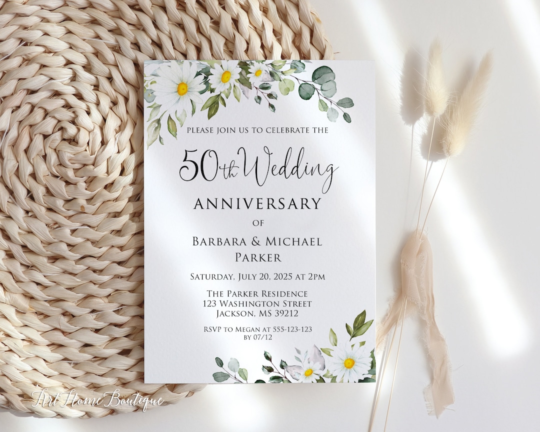 Daisy Anniversary Invitation, 50th Anniversary Invitation, Daisy ...