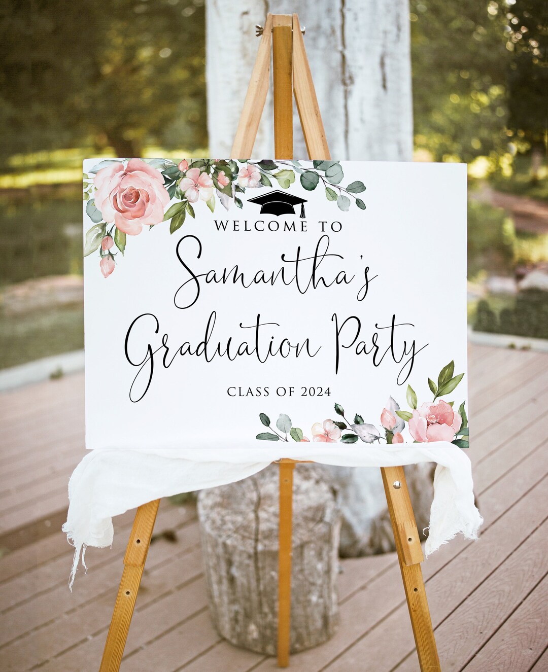 Floral Blush Graduation Party Welcome Sign, Graduation Welcome Sign ...