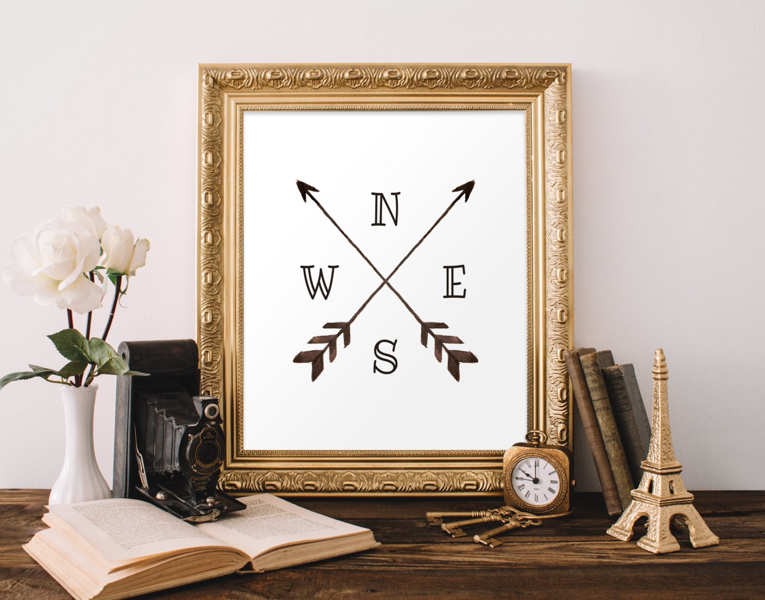 Compass print Printable Arrows Print Gallery Wall Prints | Etsy