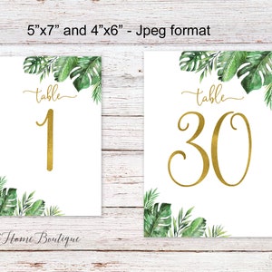 Tropical Table Numbers, Monstera Wedding Table Numbers, Palm Table ...