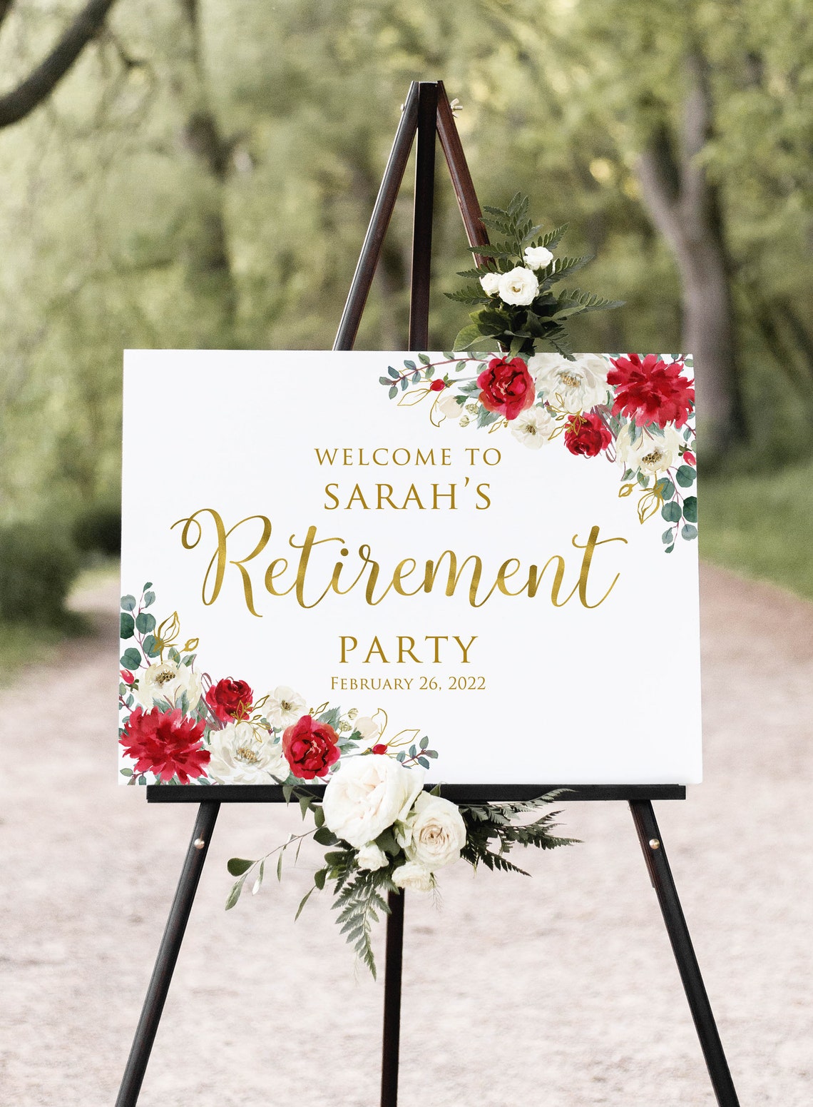 Red and Gold Retirement Party Sign Retirement Celebration | Etsy