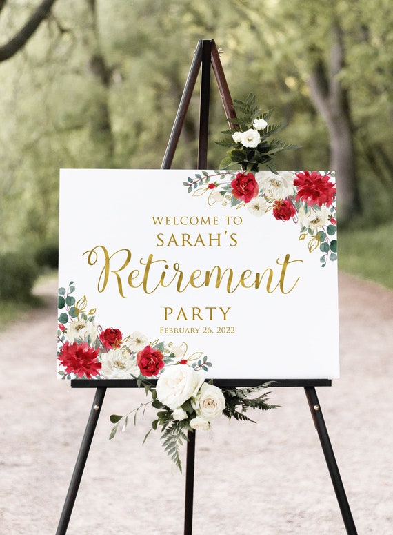 Red and Gold Retirement Party Sign Retirement Celebration | Etsy