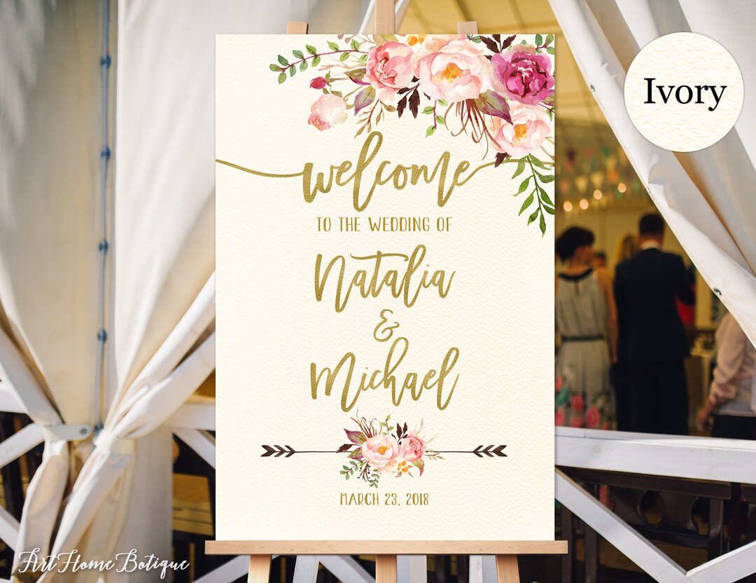 Welcome to Our Wedding Sign, Ivory Welcome Wedding Sign, Large Welcome ...