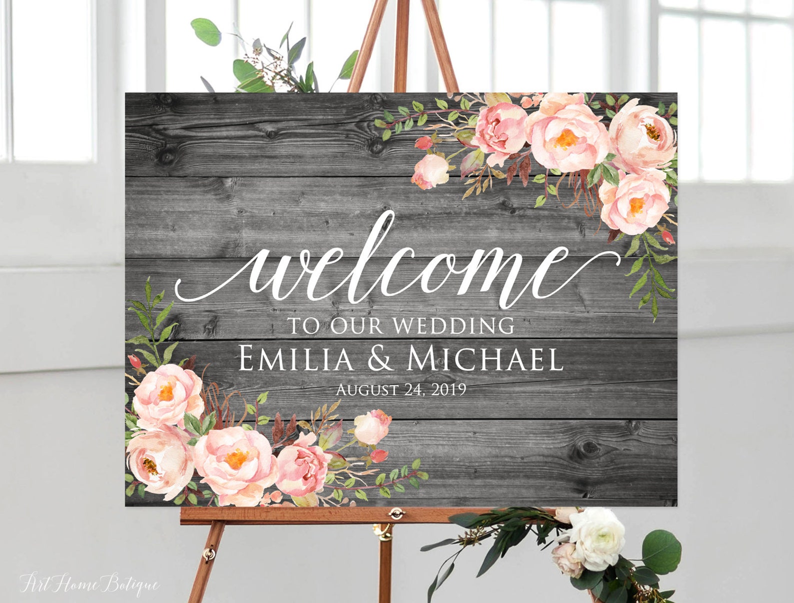 Rustic Gray Wedding Welcome Sign Welcome to Our Wedding Sign | Etsy