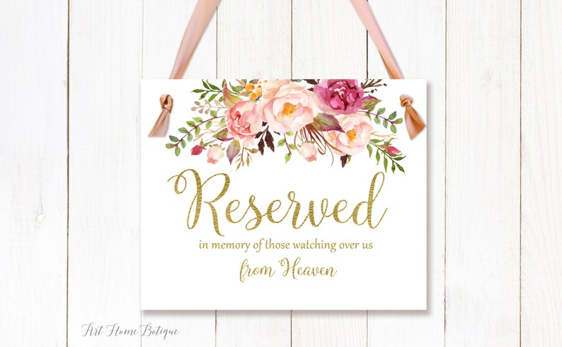 Reserved in Memory Reserved Seat Wedding Sign Memorial in - Etsy