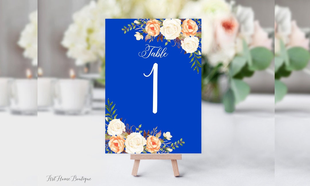Royal Blue Wedding Table Numbers, Royal Blue Table Numbers, Birthday ...