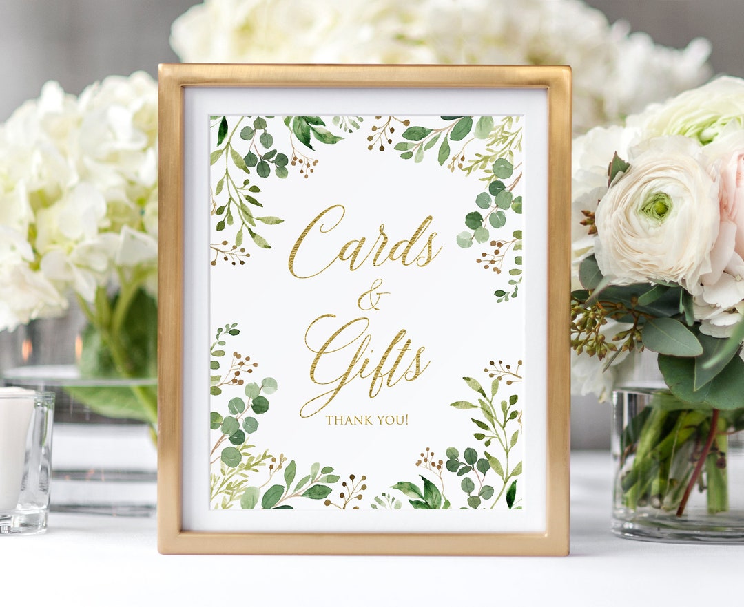 Greenery Cards and Gifts Sign, Gift Table Sign, Wedding Cards and Gifts ...