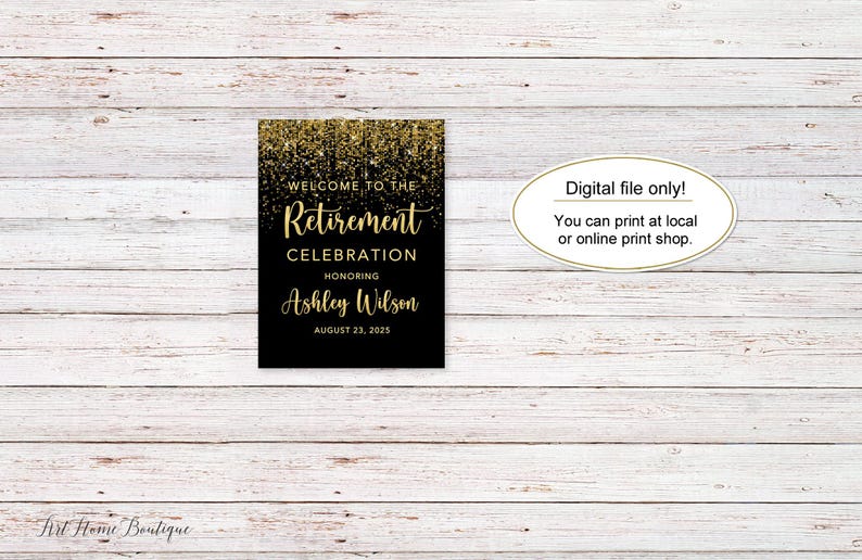 Black Gold Retirement Welcome Sign, Black Retirement Celebration ...