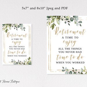 Retirement Party Sign, Retirement a Time to Enjoy All the Things ...