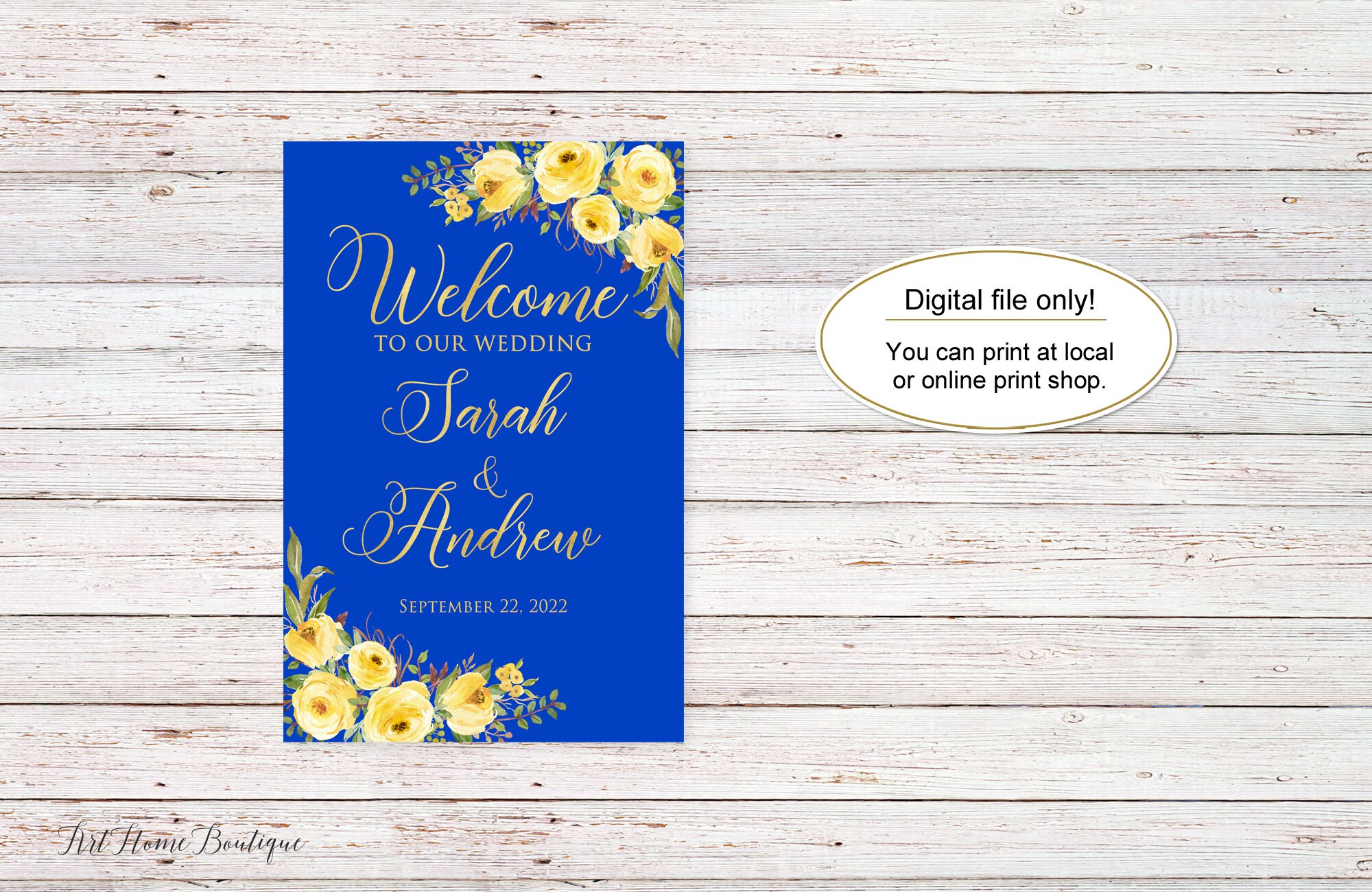 Royal Blue and Yellow Welcome Wedding Sign Welcome to Our - Etsy Canada