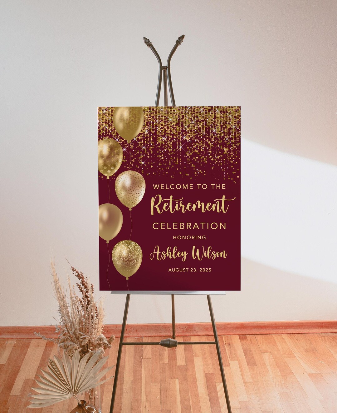 Burgundy Retirement Welcome Sign, Balloons Retirement Celebration ...