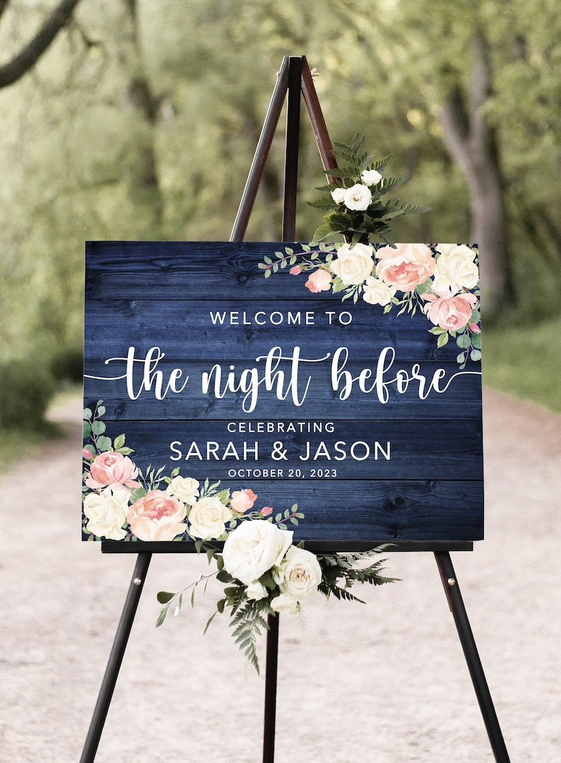 Rustic Navy Welcome to the Night Before Sign Blue Rehearsal - Etsy
