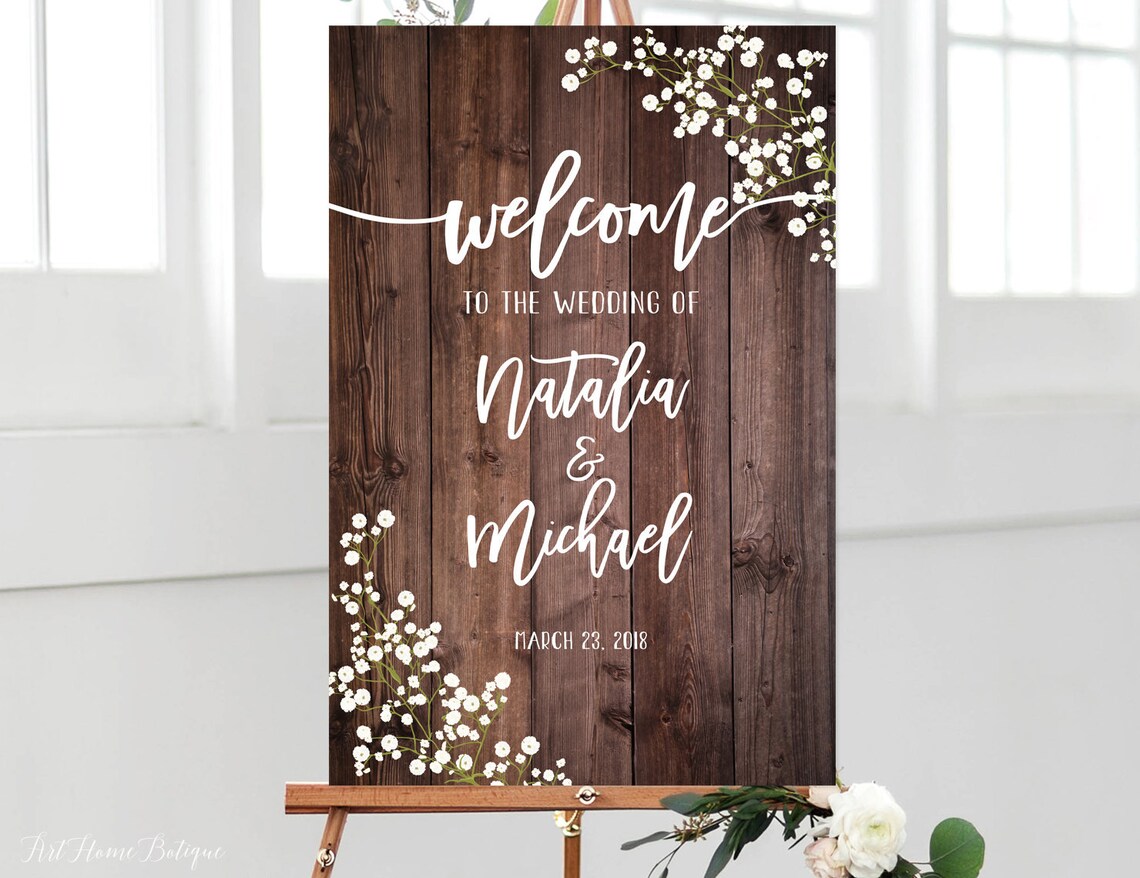 Rustic Wedding Welcome Sign Babys Breath Welcome Wedding - Etsy