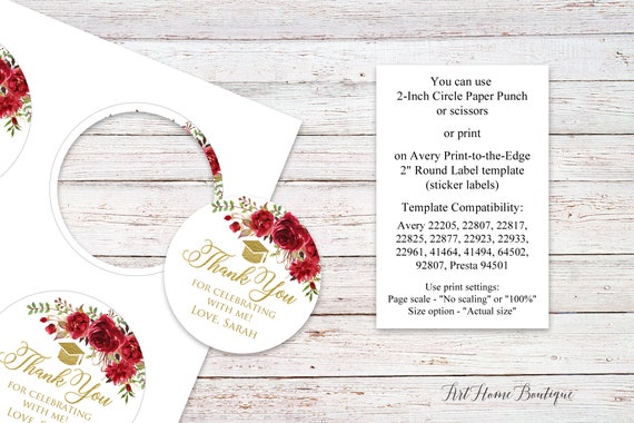 Red and Gold Graduation Favor Tags Red Graduation Thank You - Etsy