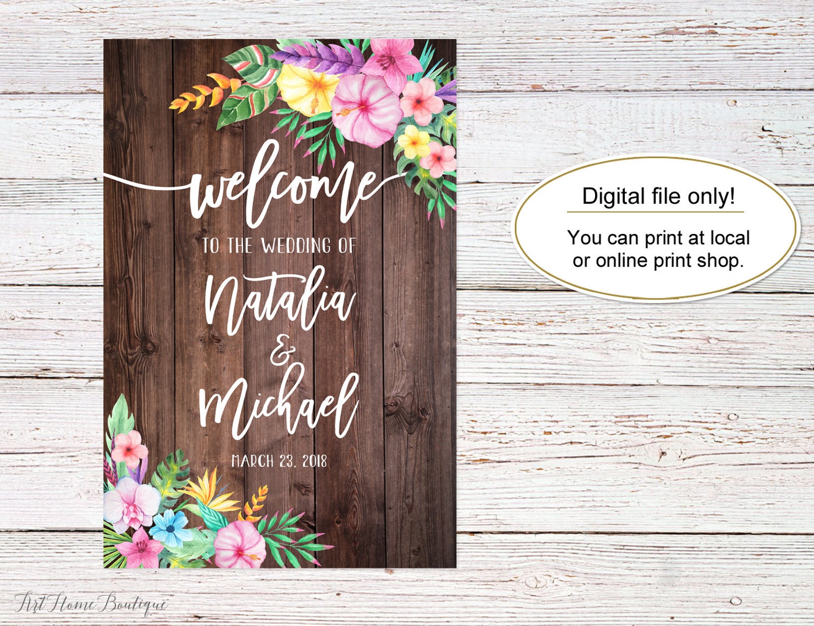 Tropical Welcome Wedding Sign Rustic Welcome Wedding Sign | Etsy