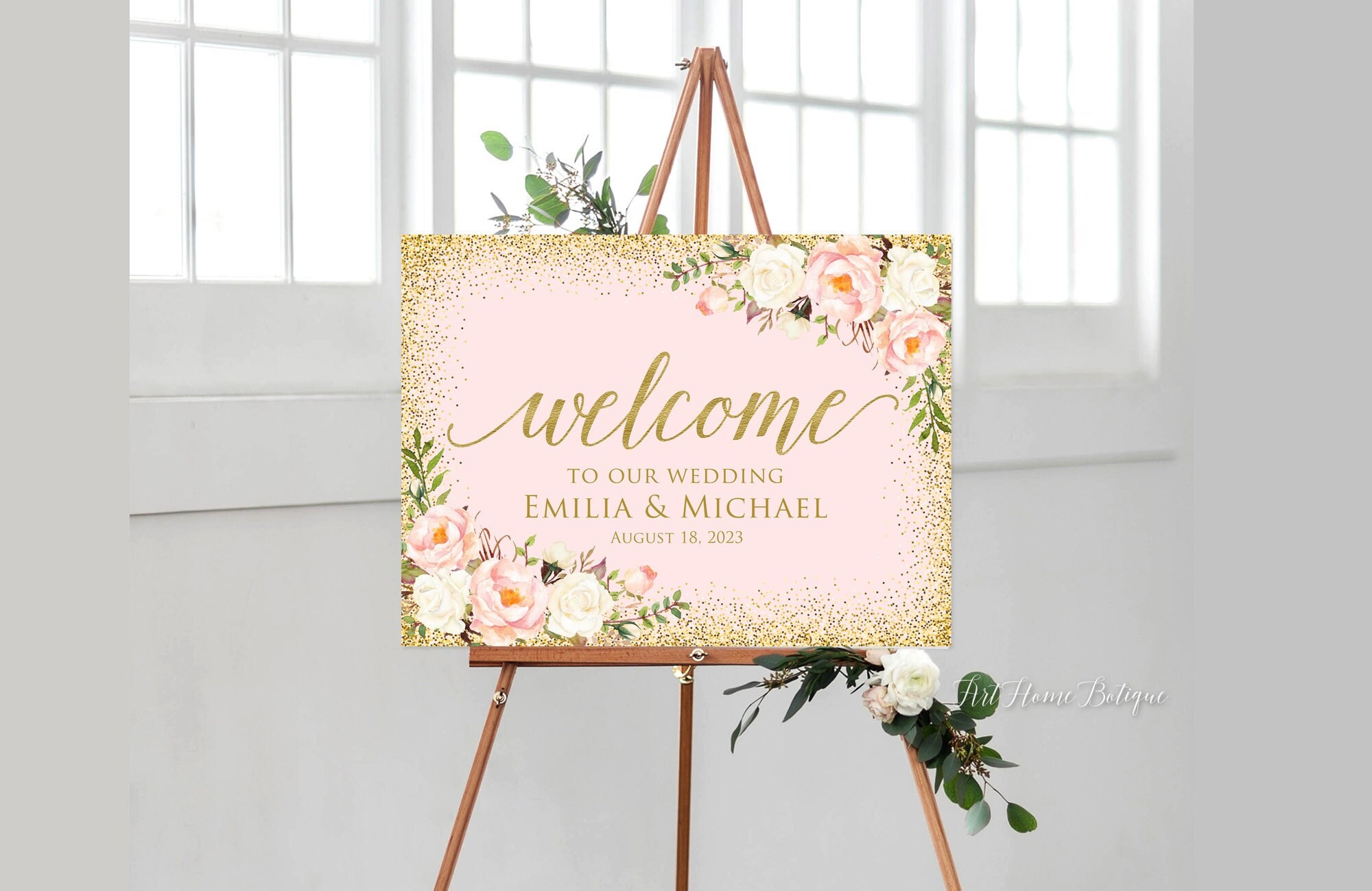 Welcome Wedding Sign, Welcome to Our Wedding Sign, Blush Pink Wedding ...