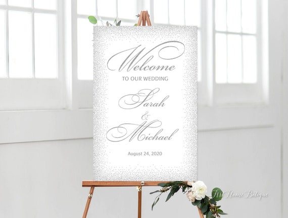 Silver Wedding Welcome Sign Winter Wedding Welcome Sign | Etsy