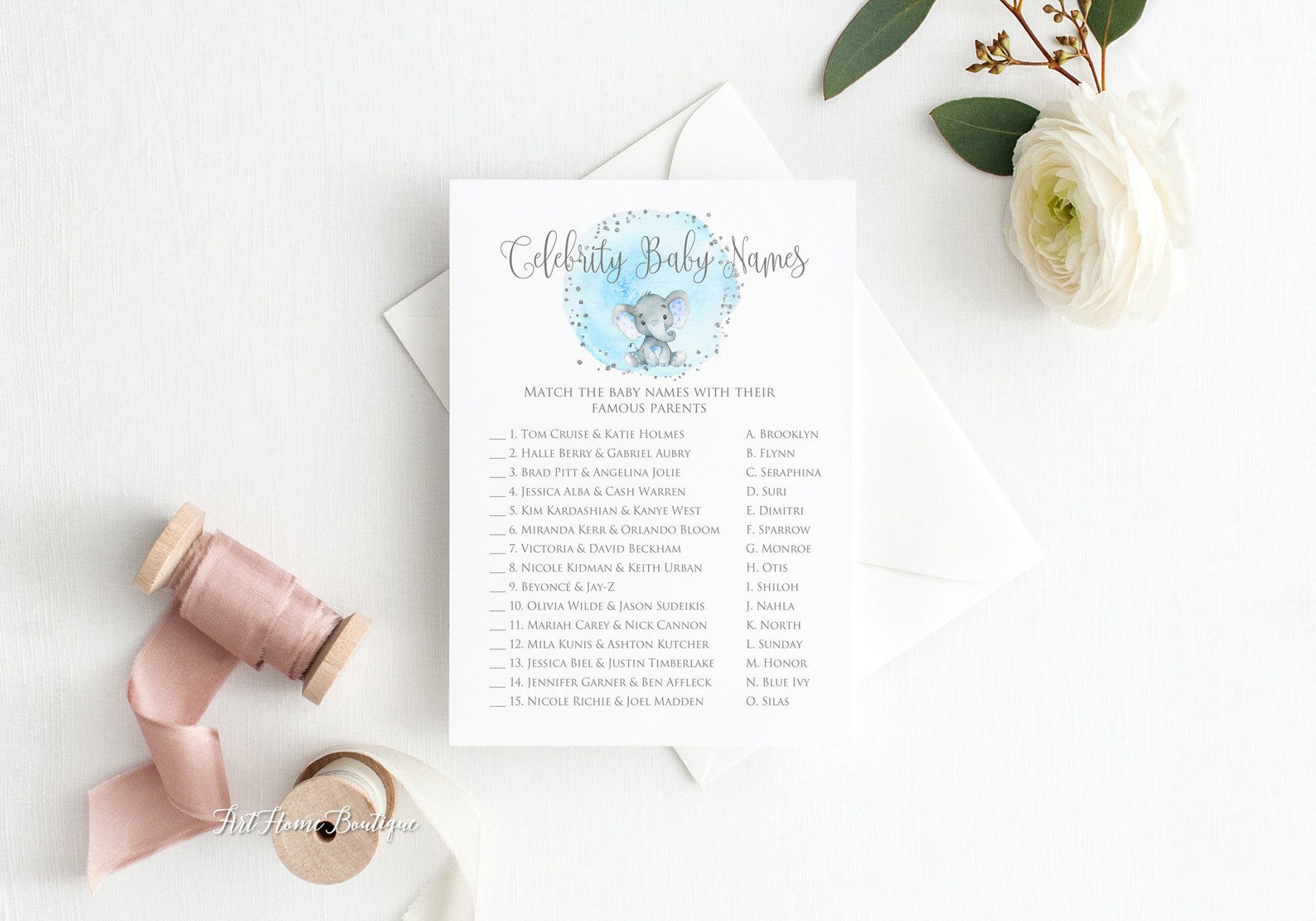 Celebrity Baby Names Game, Elephant Baby Shower Games, Guess the ...