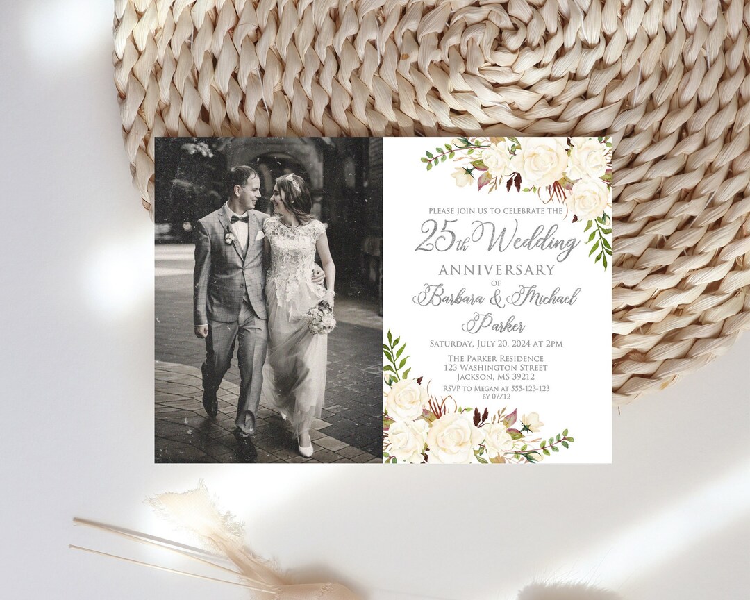 25th Anniversary Invitation Silver Anniversary Invitation - Etsy