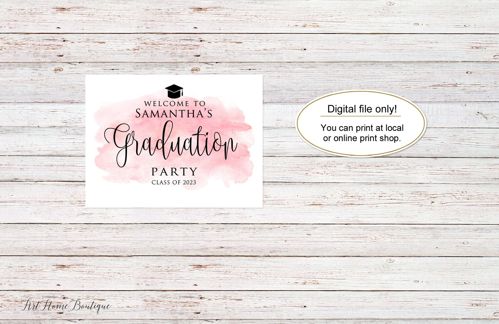 Pink Graduation Party Welcome Sign Watercolor Graduation - Etsy