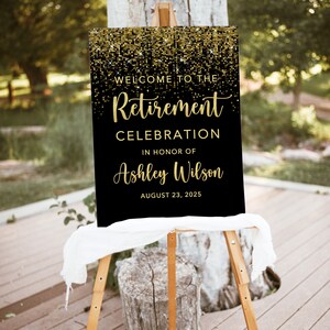 Black Gold Retirement Welcome Sign, Black Retirement Celebration ...