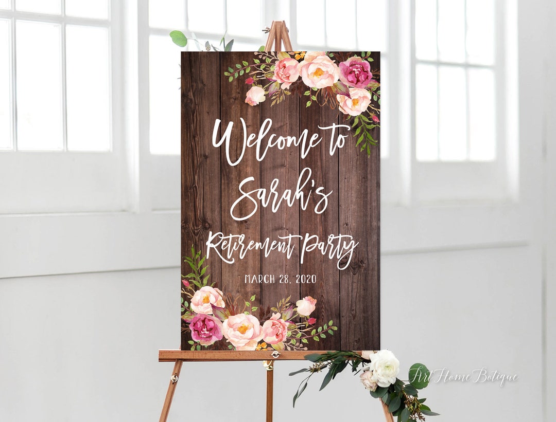 Retirement Party Sign, Retirement Celebration Welcome Sign, Rustic ...