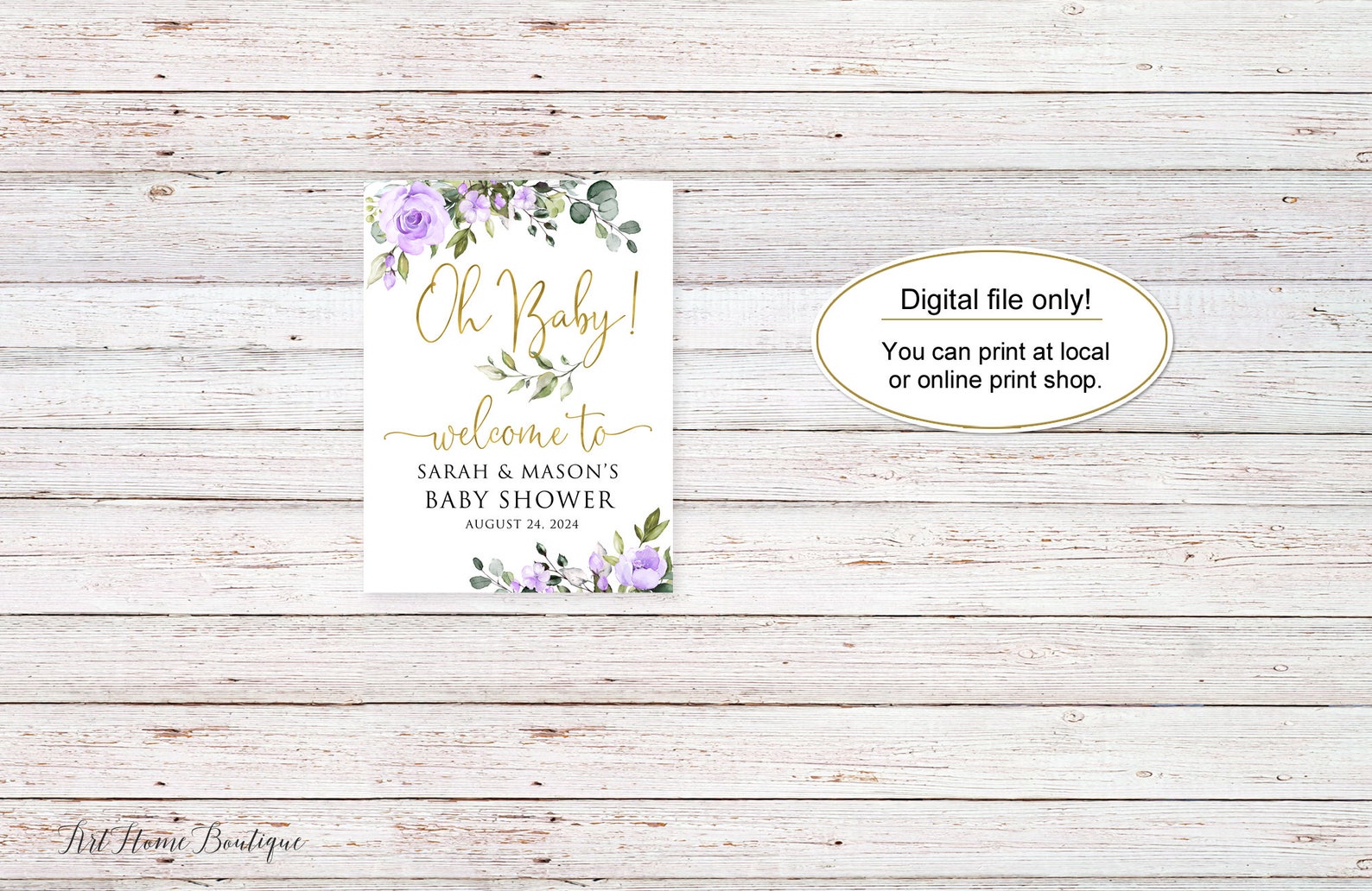 Purple Baby Shower Welcome Sign Oh Baby Welcome Sign - Etsy