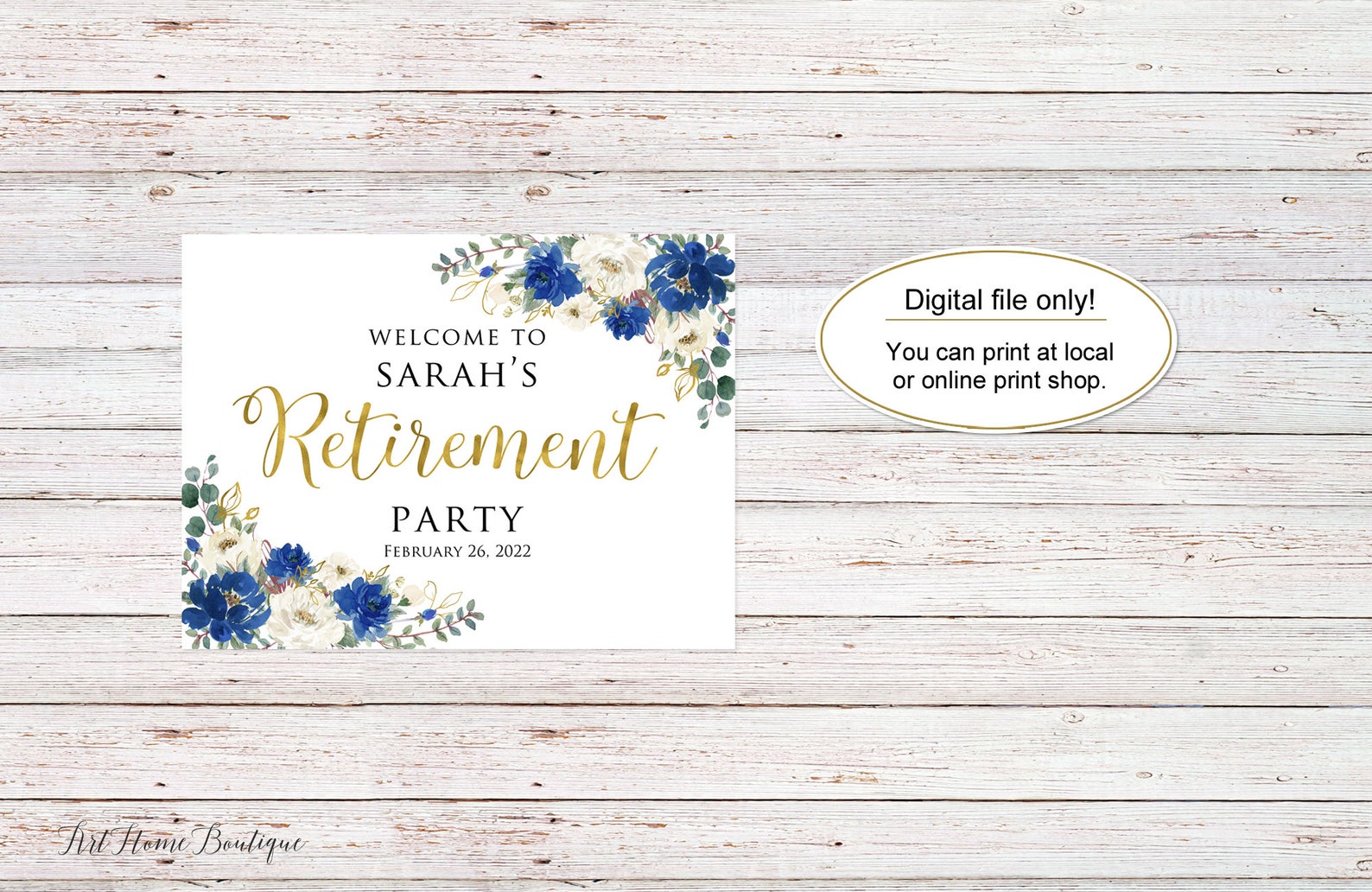 Royal Blue Retirement Party Sign Retirement Celebration | Etsy