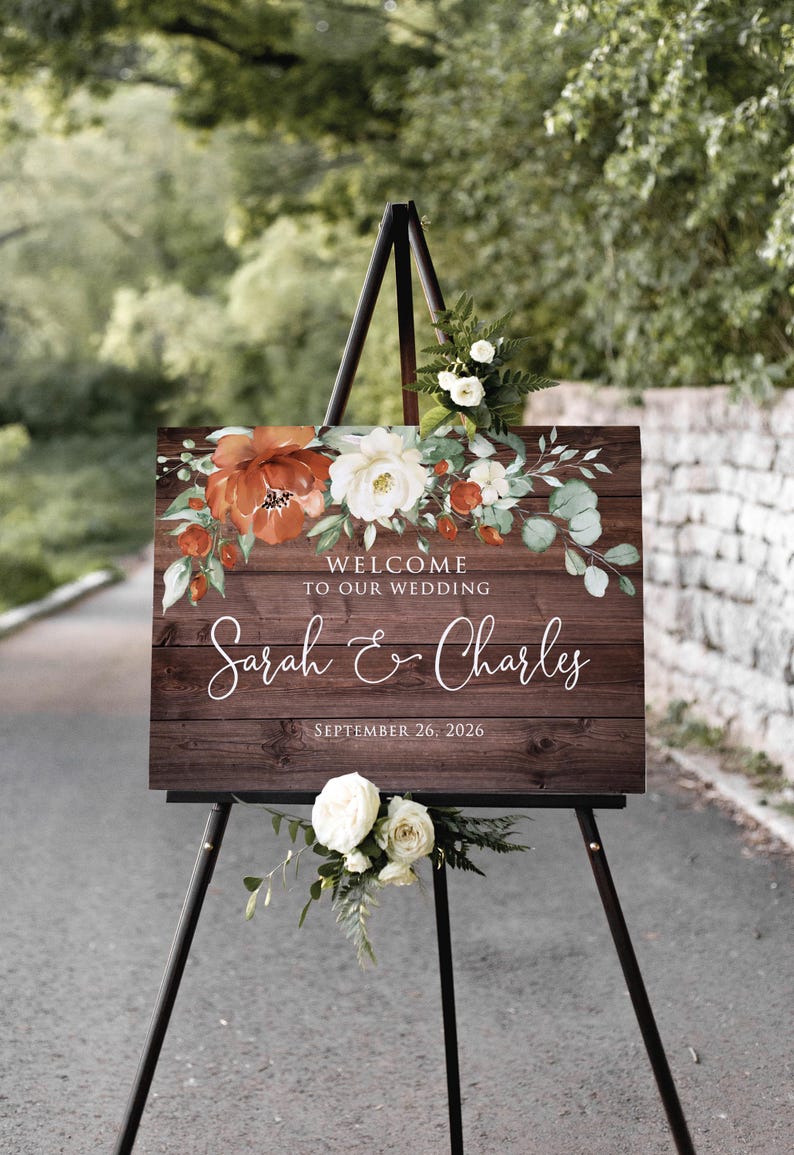 Terracotta Wedding Welcome Sign, Burnt Orange Wedding Welcome Sign ...